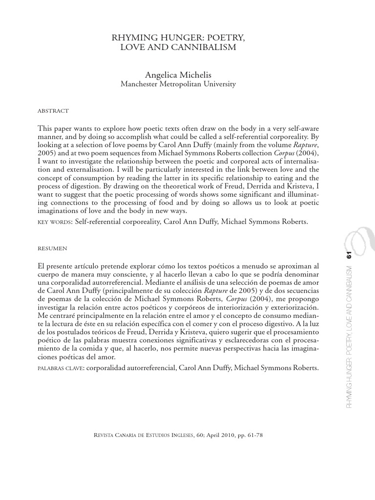 Michelis, Angelica - Rhyming Hunger - Poetry, Love and Cannibalism ...