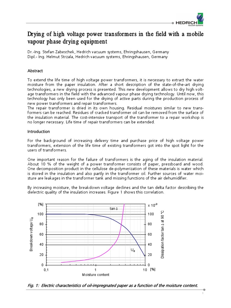 Drying of High Voltage Power Transformers in The Field With A Mobile ...