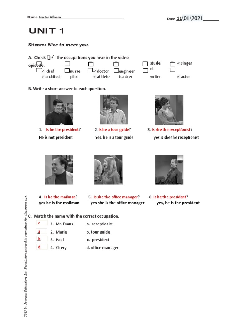 UNIT 01 Video Worksheets Practice | PDF