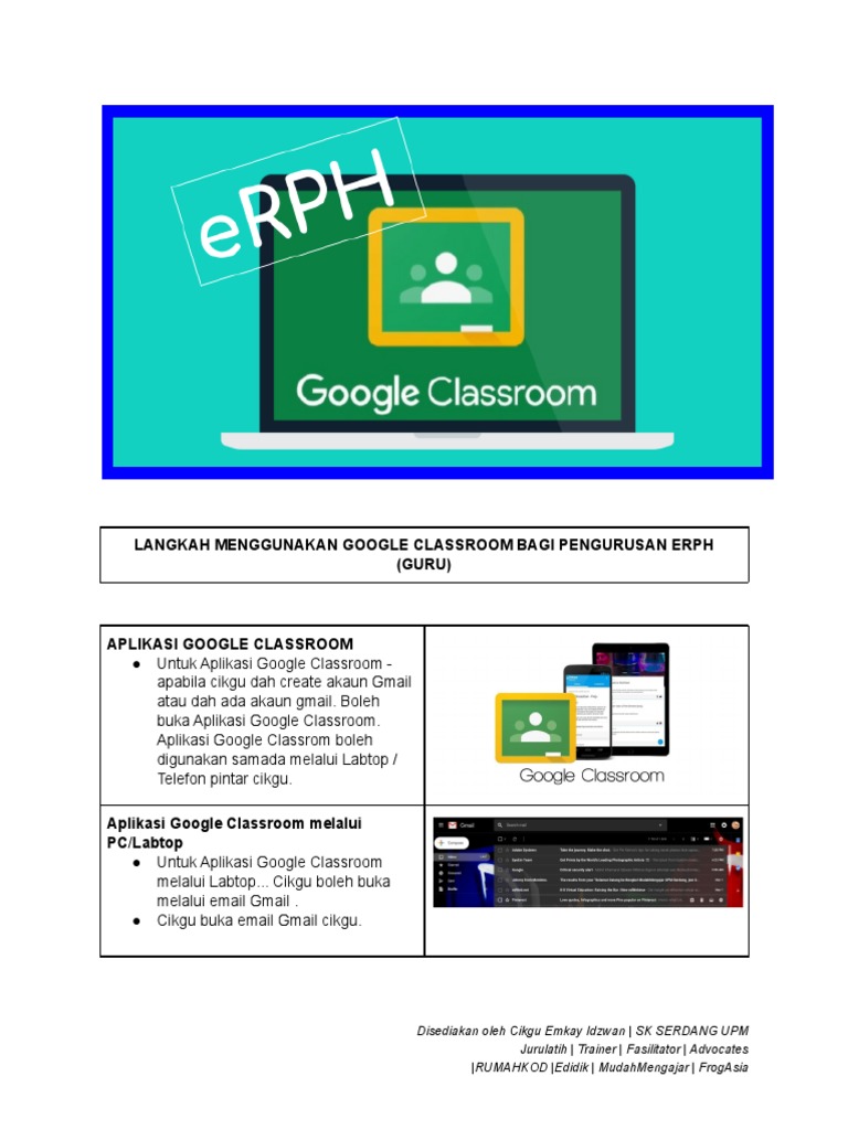 Langkah Menggunakan Google Classroom Bagi Pengurusan Erph | PDF
