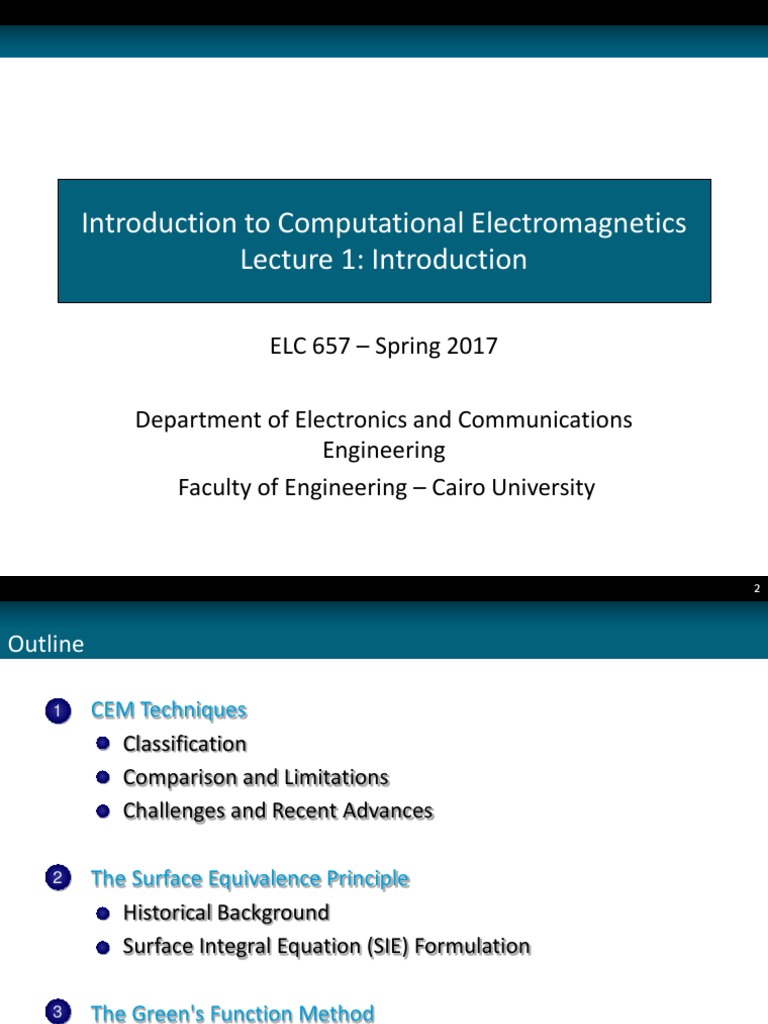 Lecture01 - Introduction To CEM | PDF | Green's Function | Natural Philosophy