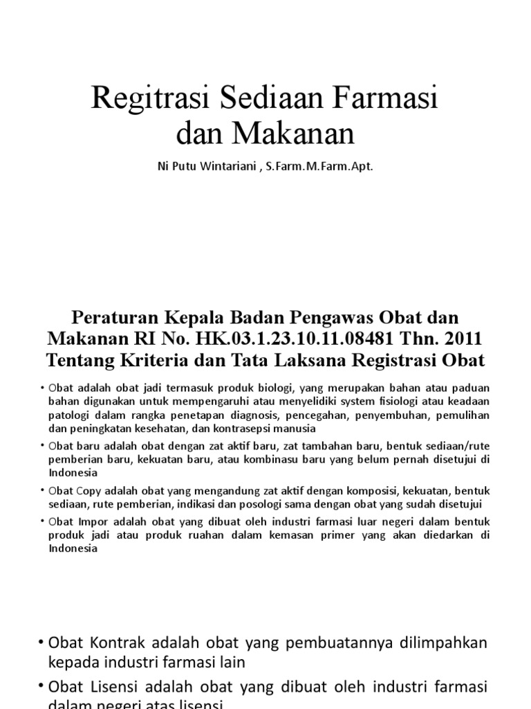 (PERTEMUAN 13) Ijin Produksi Dan Registrasi Sediaan Farmasi | PDF