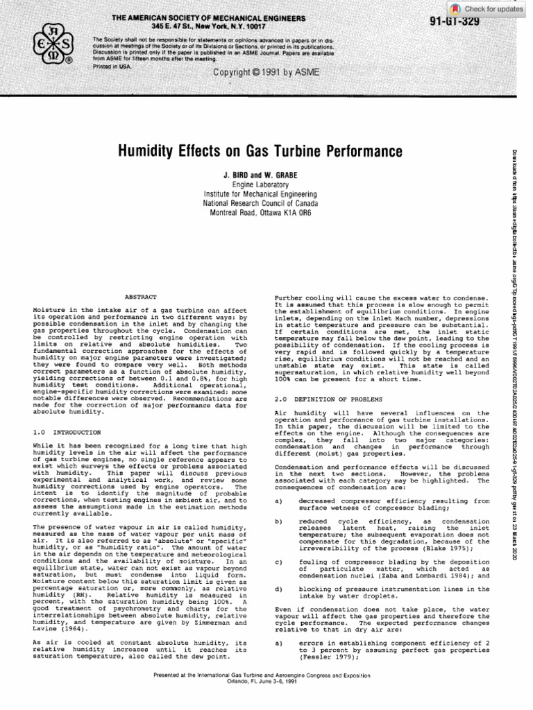 Humidity Effects On Gas Turbine Performance | PDF | Relative Humidity ...