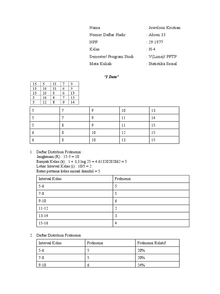 Uas Statistika. H4.33.juwelson Kristian | PDF