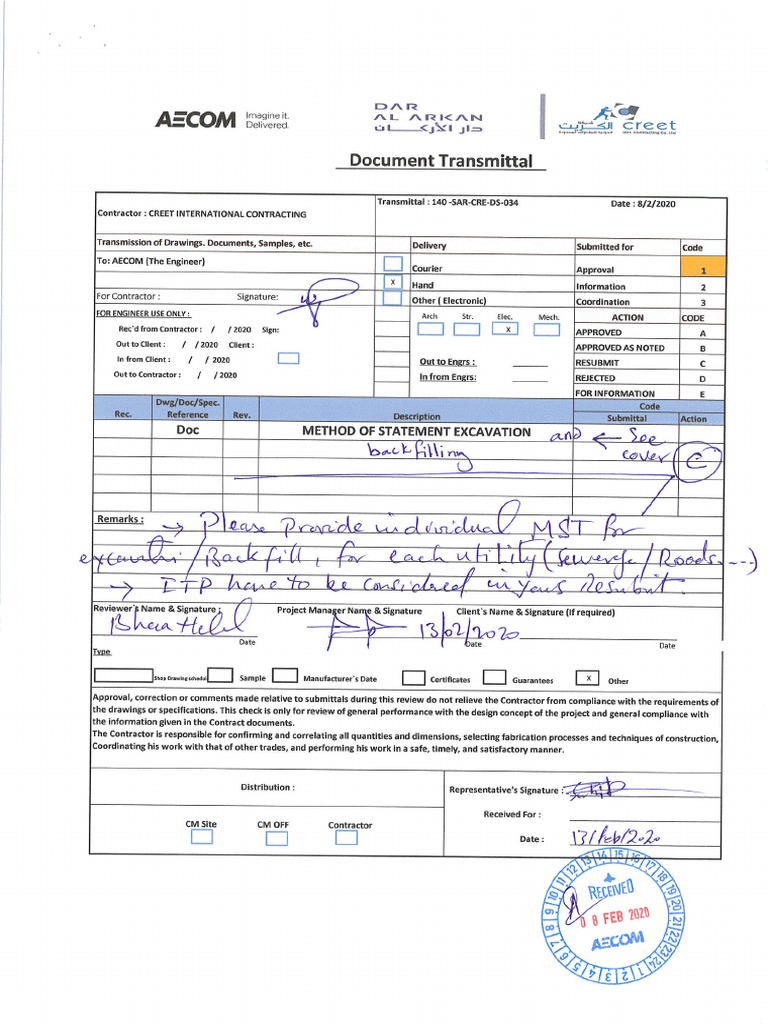 Method of Statement For Excavation and Backfilling DS-034 | PDF