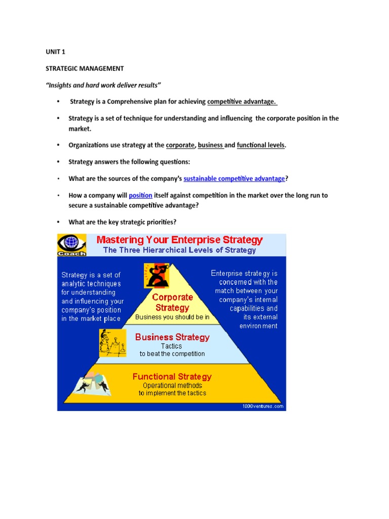 Strategic Management Notes | PDF | Strategic Management | Business ...