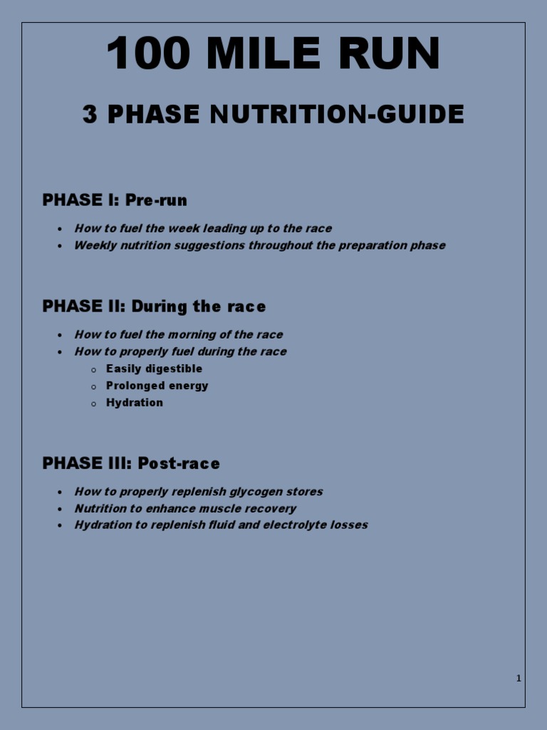 100 Mile Run Nutrition Strategy Guide | PDF | Carbohydrates | Meal