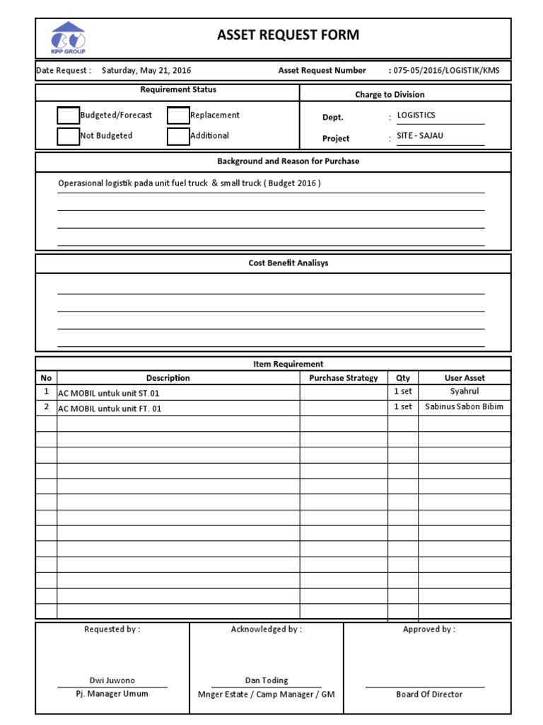 Form Aset Request | PDF | Technology & Engineering