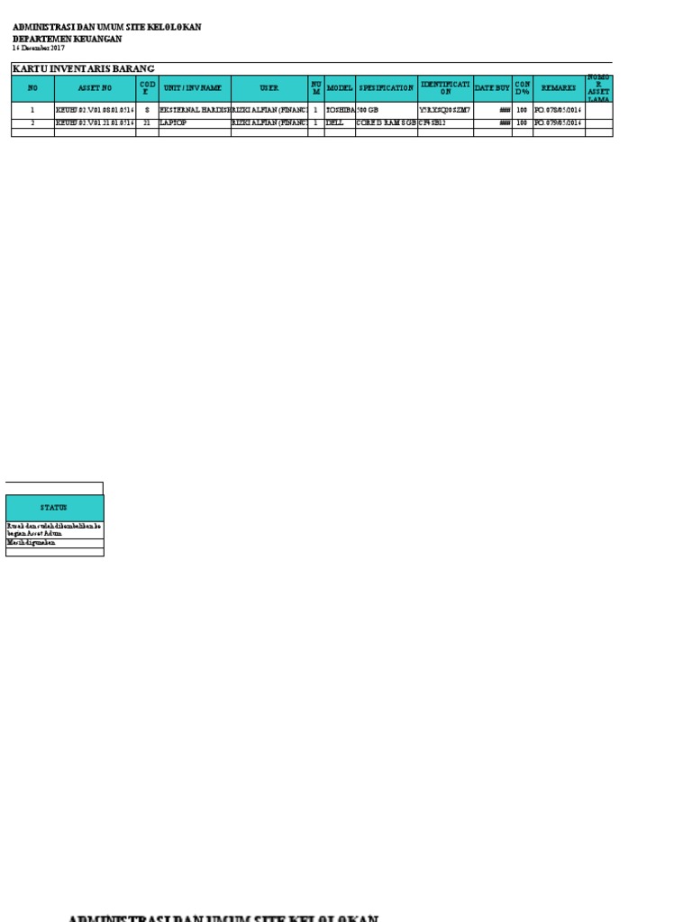 Form Data Inventaris Karyawan | PDF