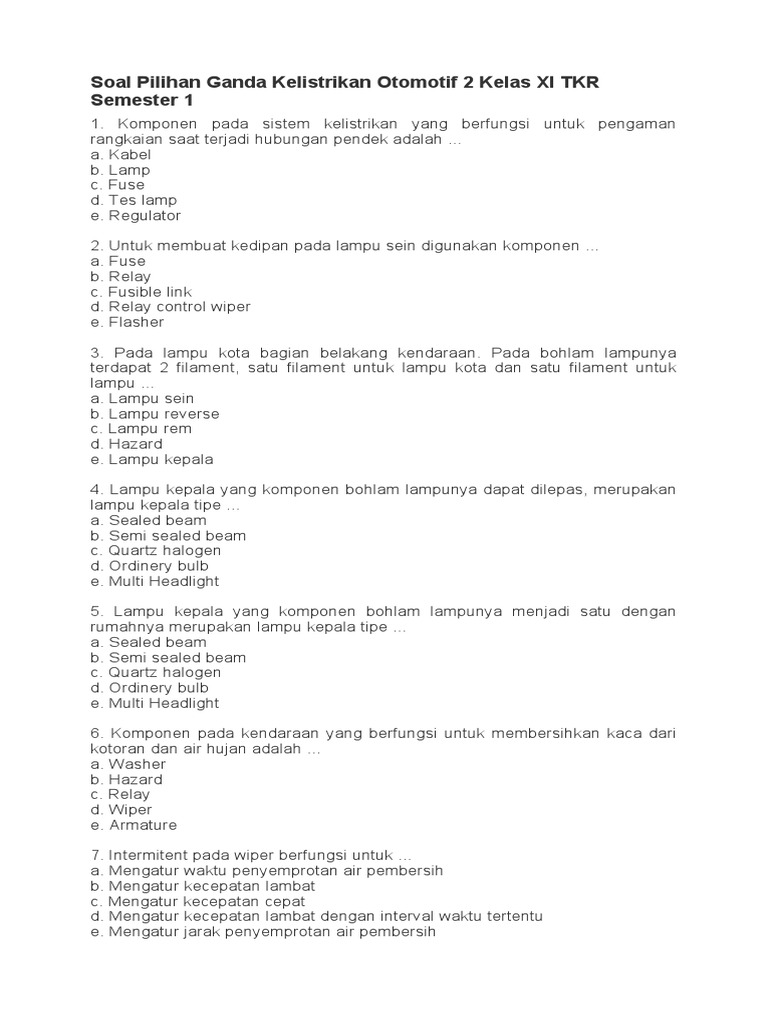 Sistem Kelistrikan XII TKR | PDF