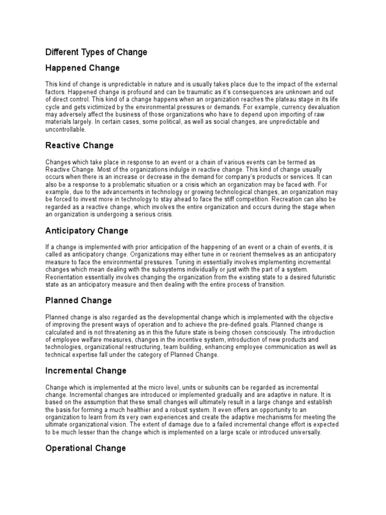Types of Organizational Change Explained | PDF | Change Management ...