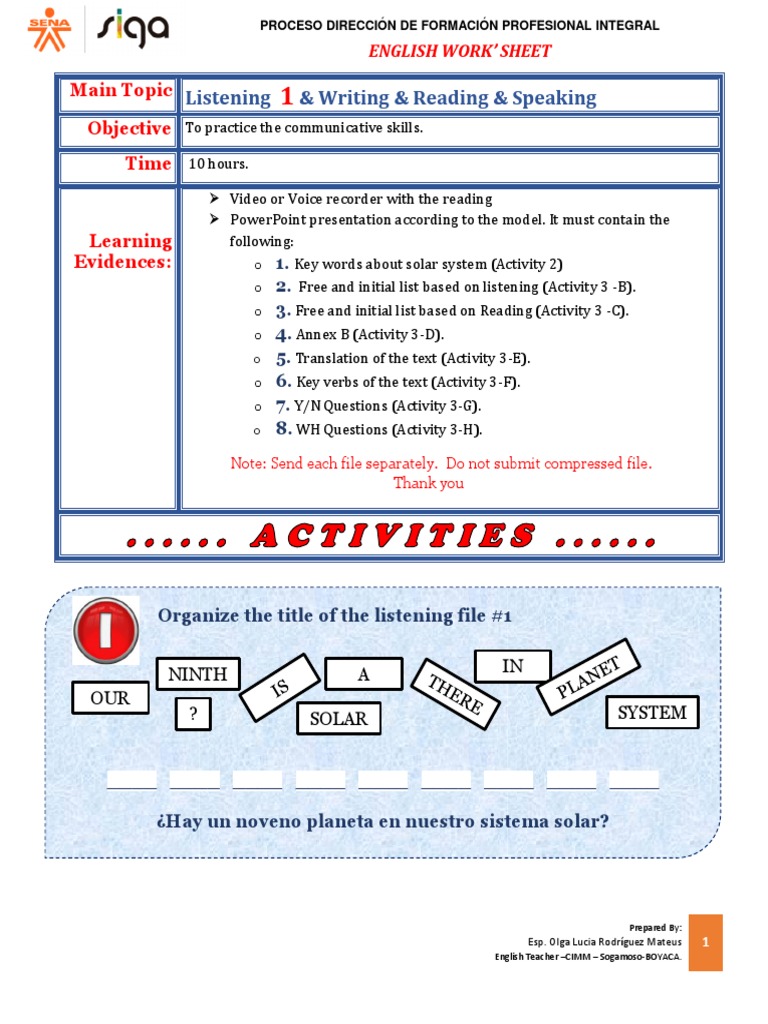 A2 - Listening 1& Writing & Reading & Speaking | PDF | English Language ...