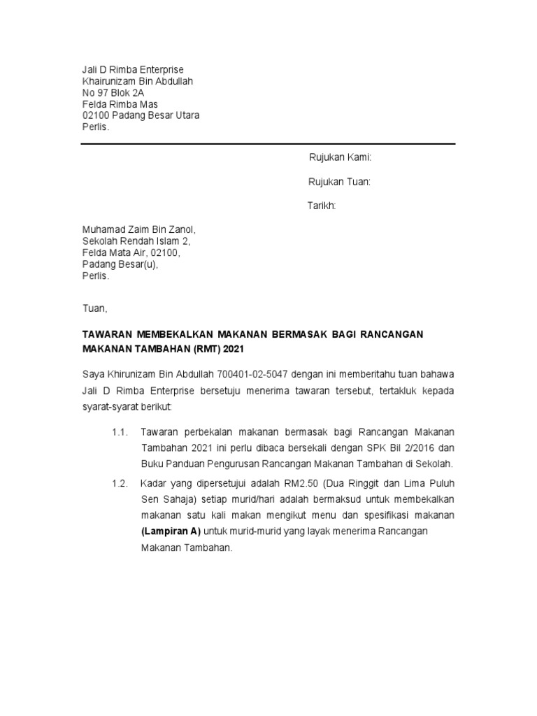 Surat Setuju Terima | PDF