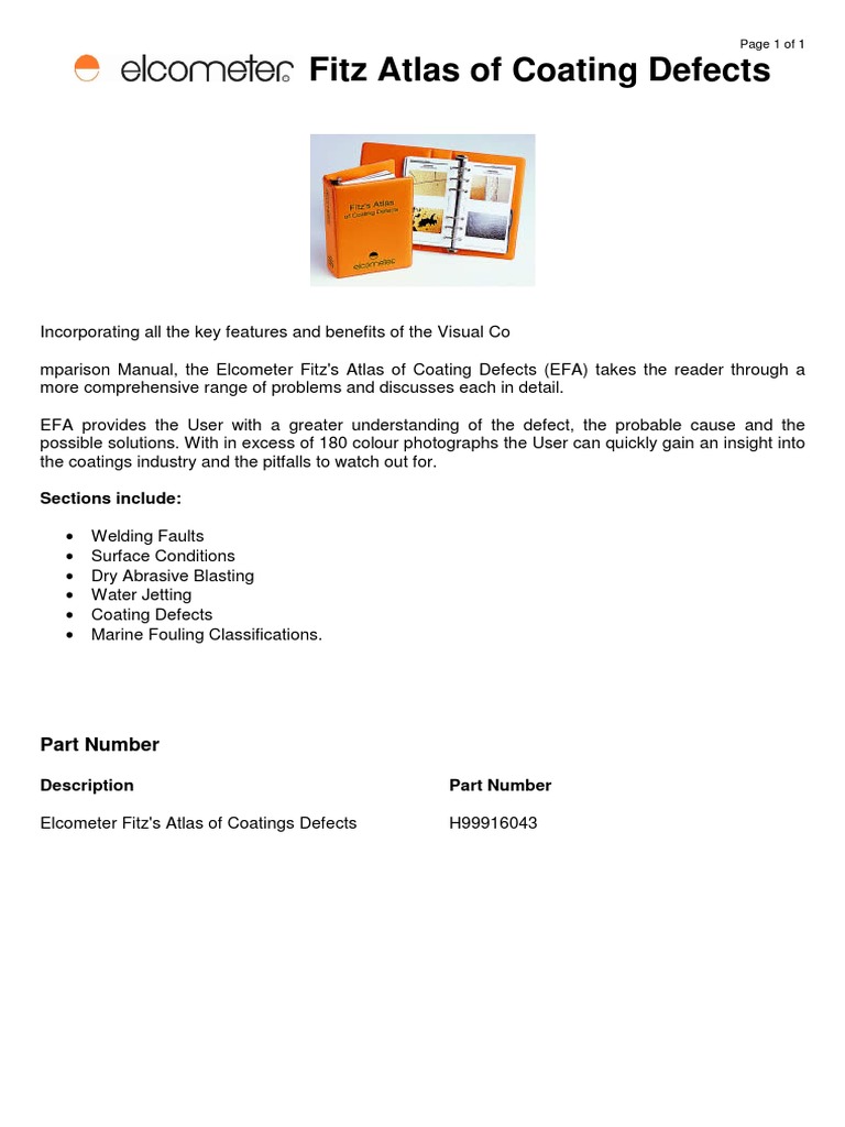 Elcometer Fitz Atlas of Coatings Defects Data Sheet NF | PDF