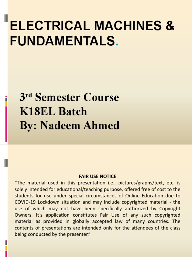 Basics of Electrical Machines | PDF | Electromagnetic Induction ...