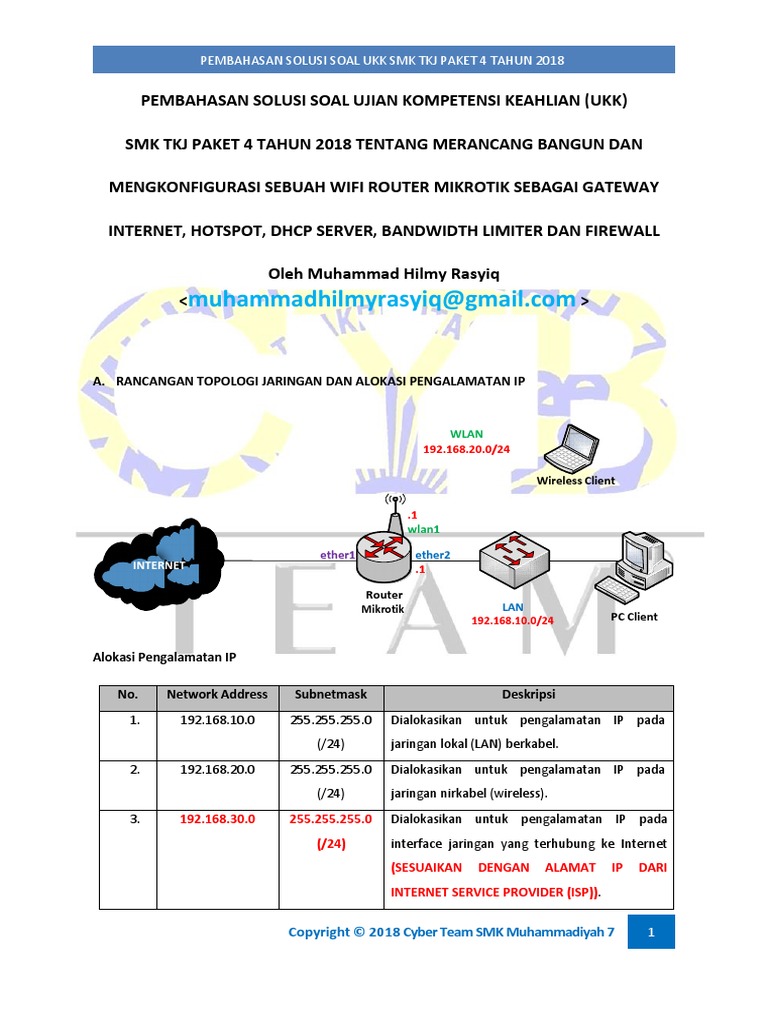 Pembahasan Soal UKK SMK TKJ Paket 4 Tahun 2018 | PDF