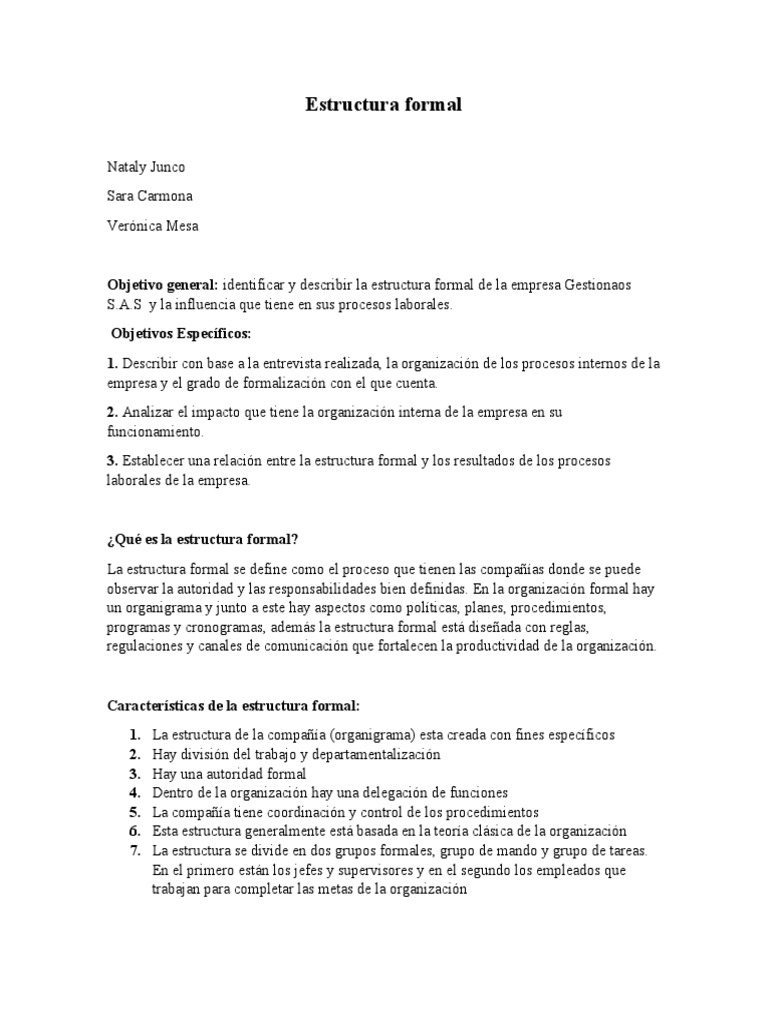 Estructura Formal | PDF | Empresas | Marketing