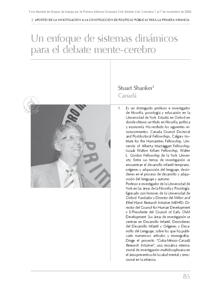 Stuart Shanker (2009) Un Enfoque de Sistemas Dinámicas para El Debate ...