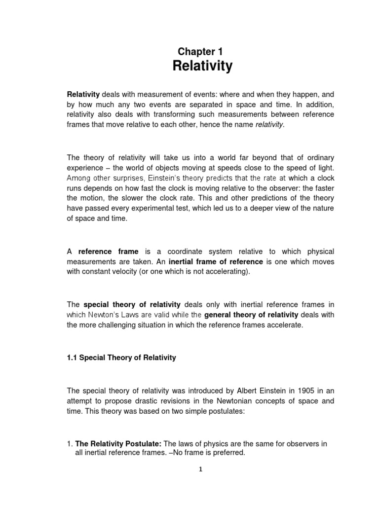 Exploring the Fundamental Concepts of Special Relativity | PDF ...