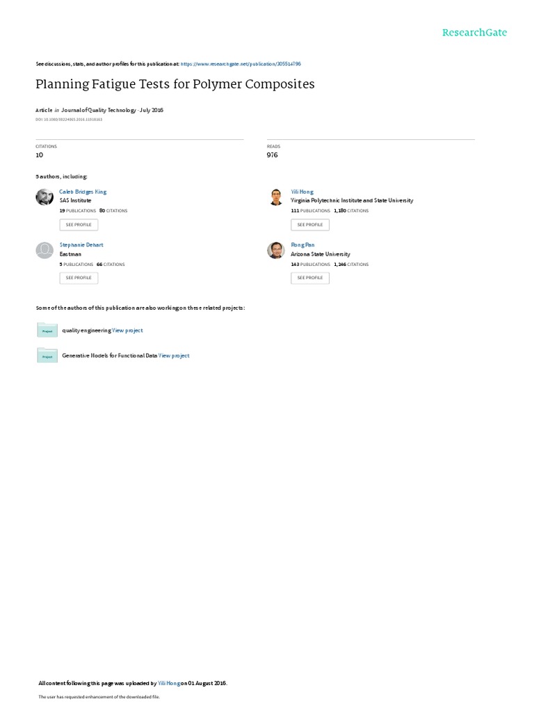 Planning Fatigue Tests For Polymer Composites | PDF | Fatigue (Material ...