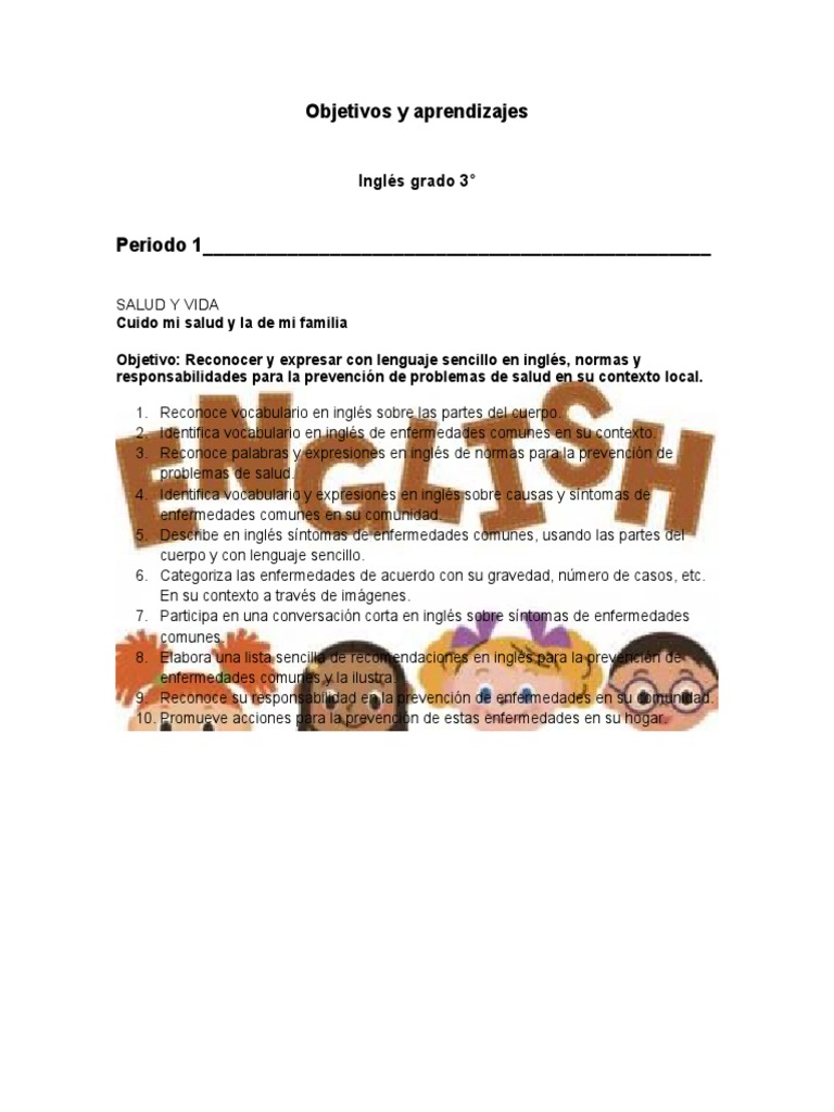 Aprendizajes Inglés | PDF | Entorno natural | Idioma en Inglés