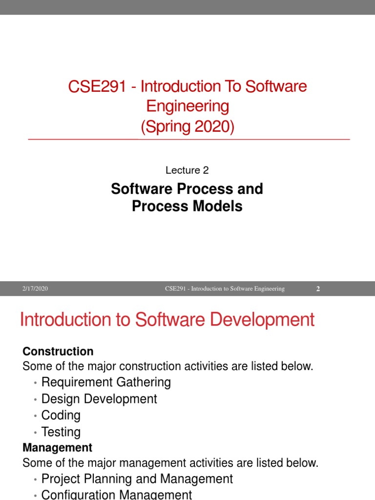 CSE291 - Introduction To Software Engineering (Spring 2020) : Software Process and Process ...
