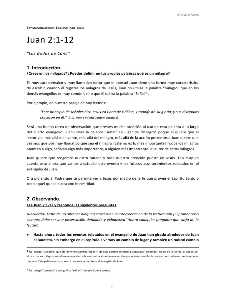 Estudio Bíblico JUAN 2.1 12 | PDF | Juan el apóstol | Evangelio de juan