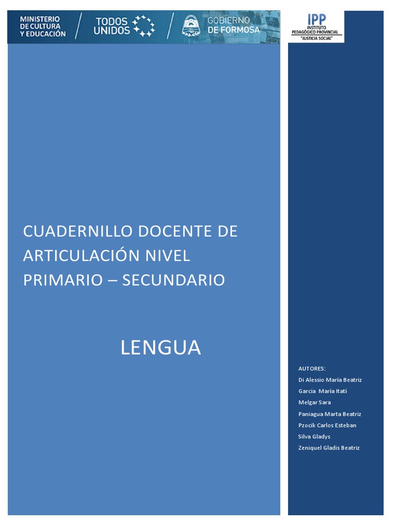 Articulación Primaria-Secundaria: Lengua | PDF | Comprensión lectora ...