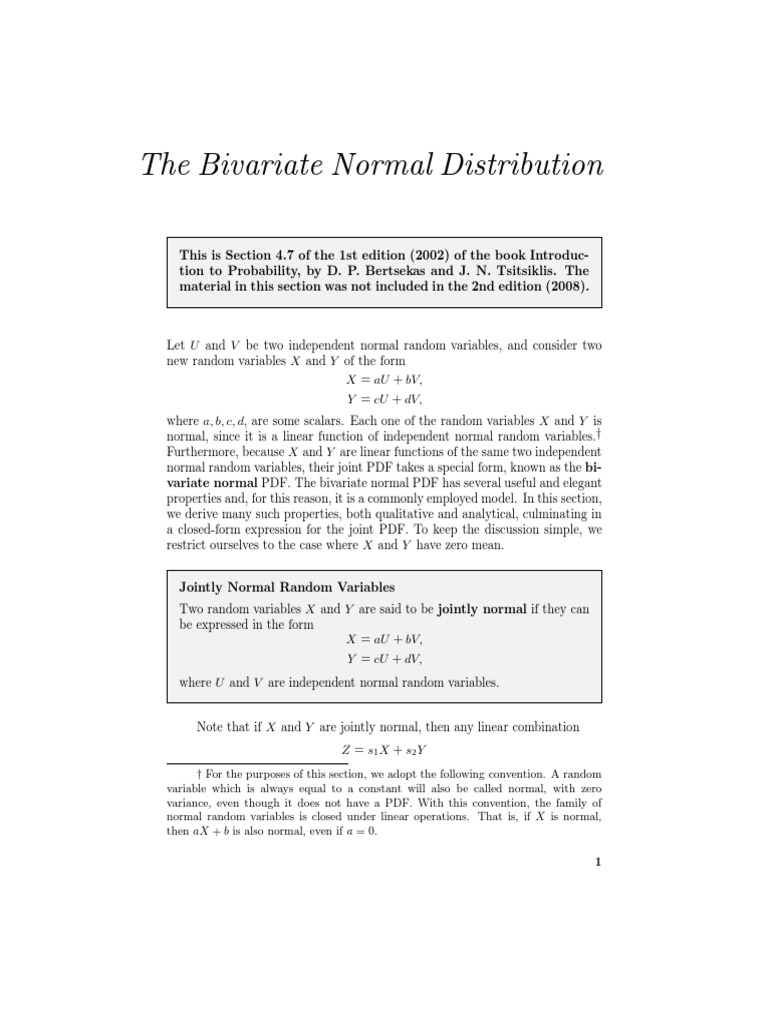 Bivariate Normal Distribution | PDF | Normal Distribution | Variance