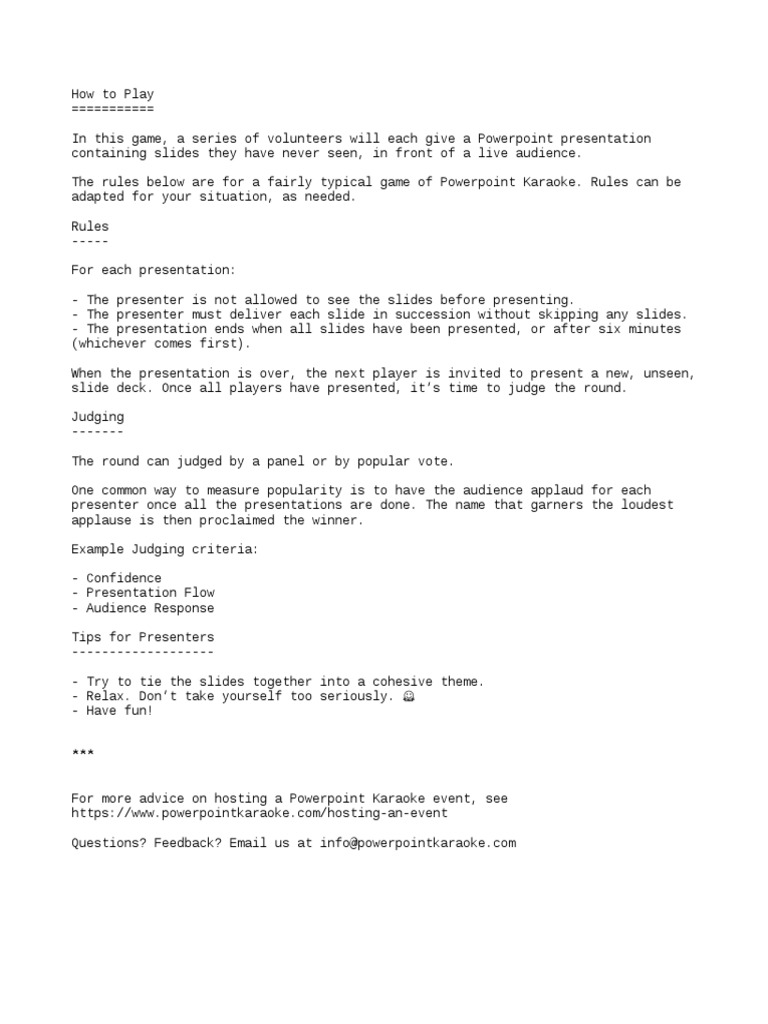 How To Play Powerpoint Karaoke