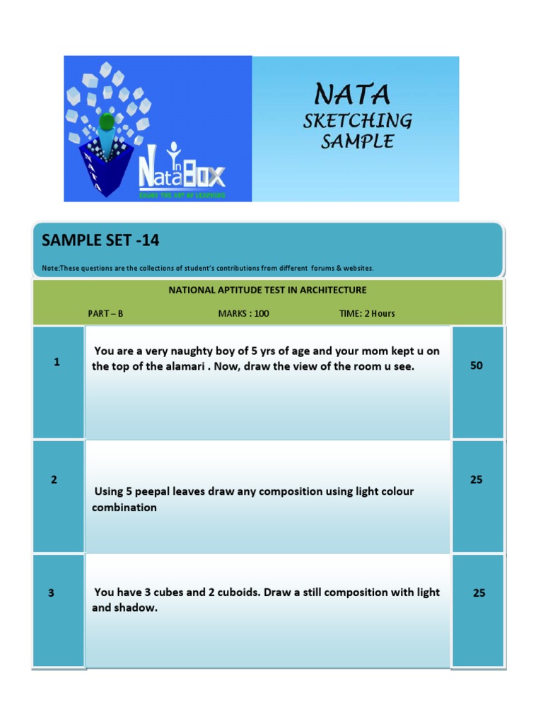 Nata Sample Papers - 14 (Sketching) | PDF