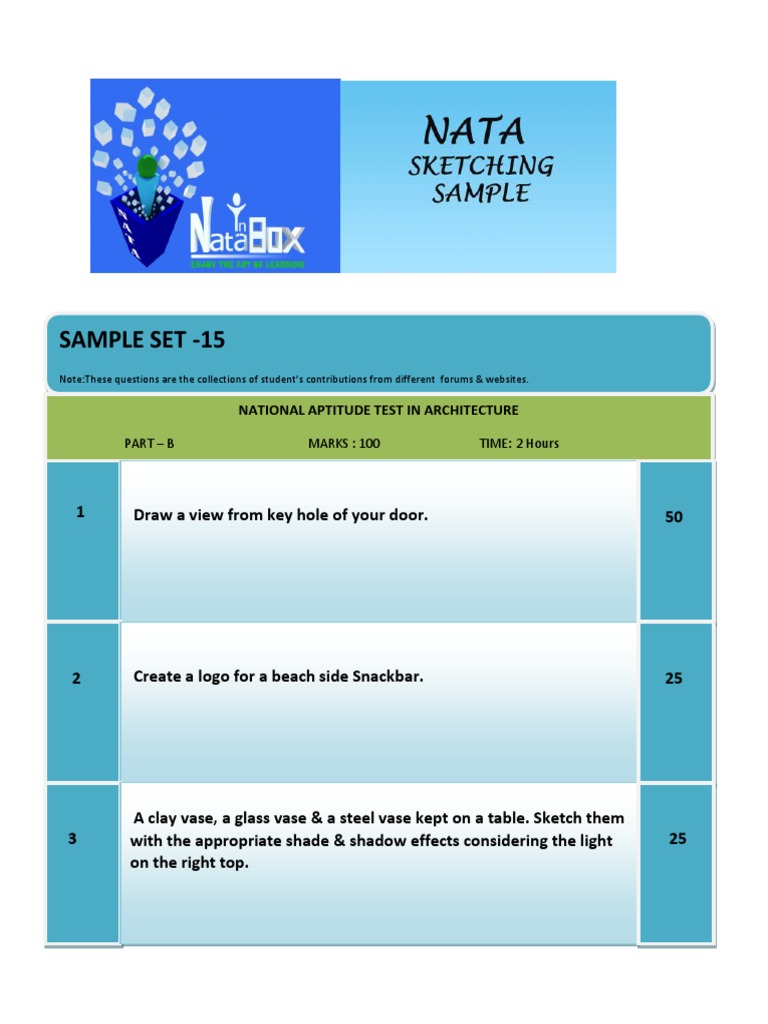 Nata Sample Papers - 15 (Sketching) | PDF