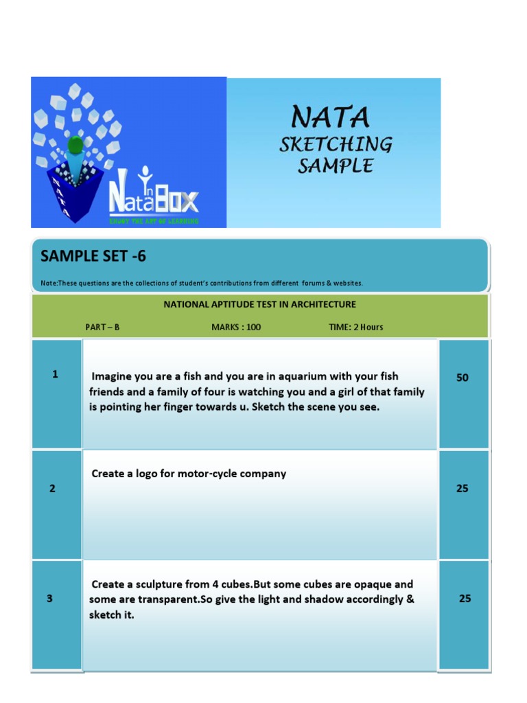 Nata Sample Papers - 6 (Sketching) | PDF | Art