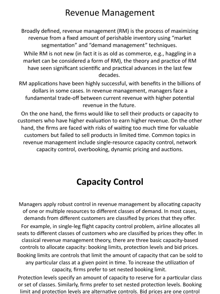 Revenue Management | PDF | Pricing | Business Economics