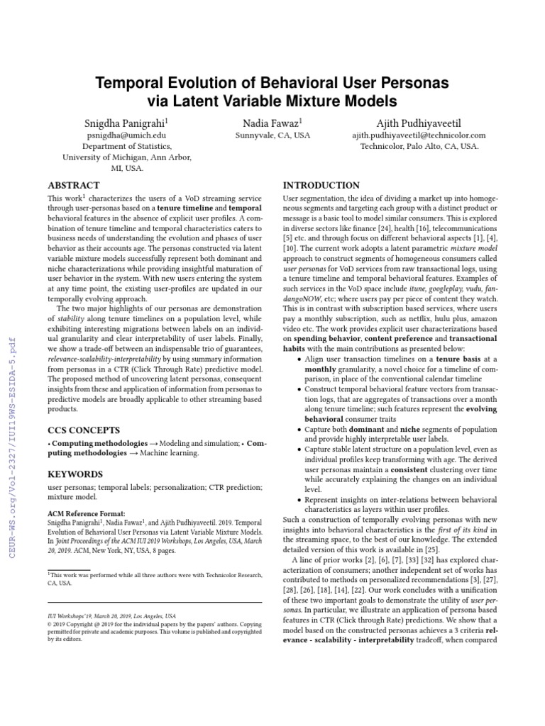 Temporal Evolution of Behavioral User Personas | PDF | Cluster Analysis | Prediction