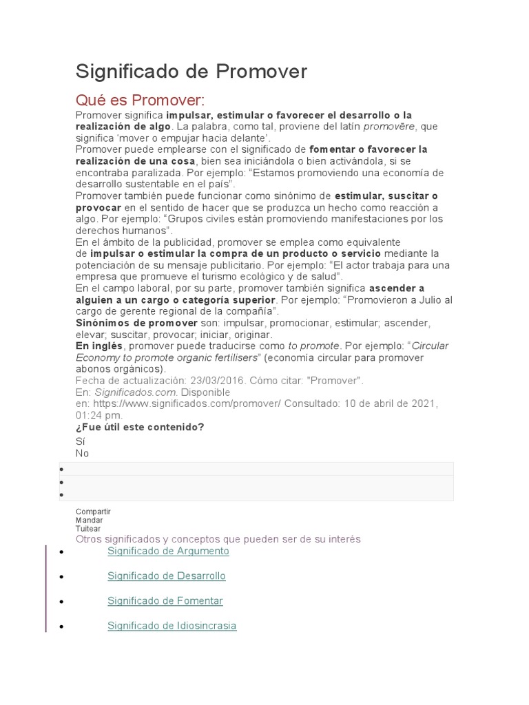 Significado de Promover | PDF