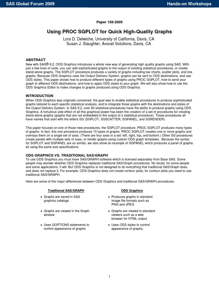 Using PROC SGPLOT For Quick High-Quality Graphs | PDF | Teaching ...