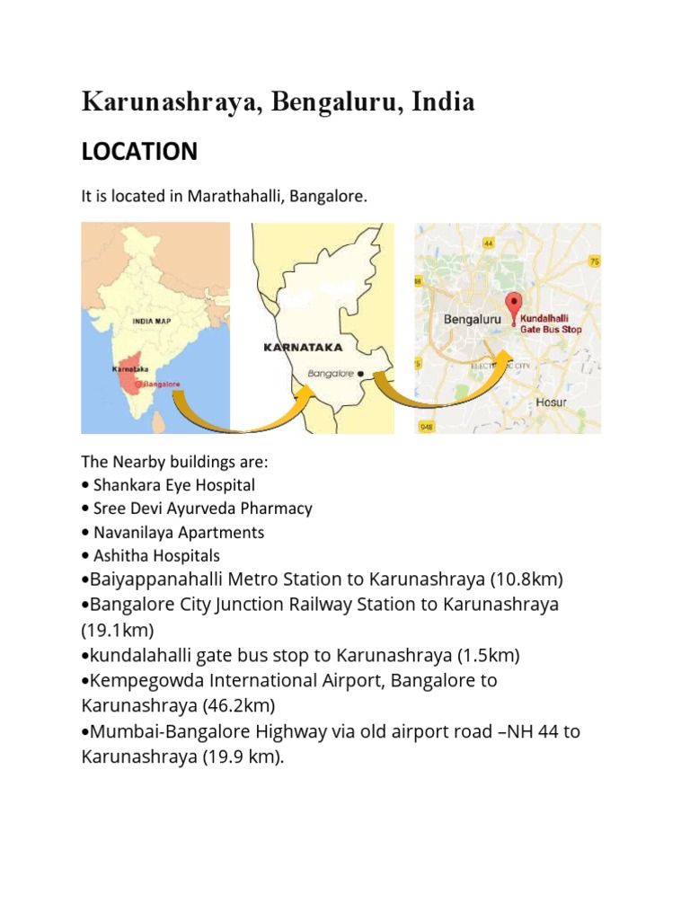 Karunashraya, Bengaluru, India: Location | PDF | Bangalore | Hospital ...