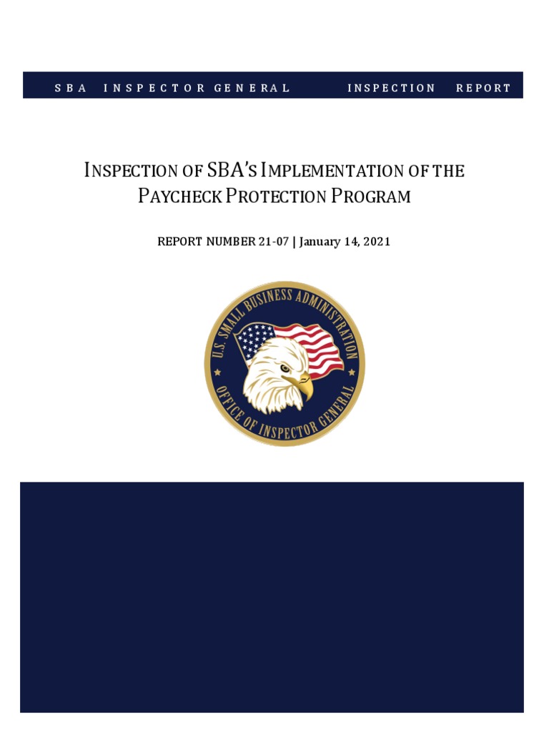 SBA OIG Report-21-07 | PDF | Small Business Administration | Loans