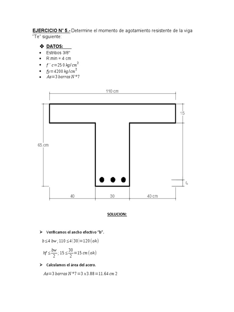 Determinación del momento resistente de una viga de concreto reforzado ...