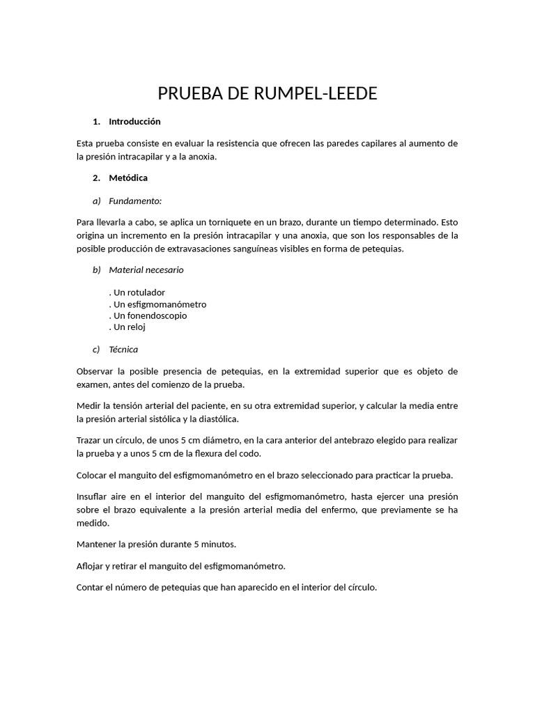PRUEBA DE RUMPEL-LEEDE (PDF - Io) | PDF | Presión sanguínea | Sistema ...