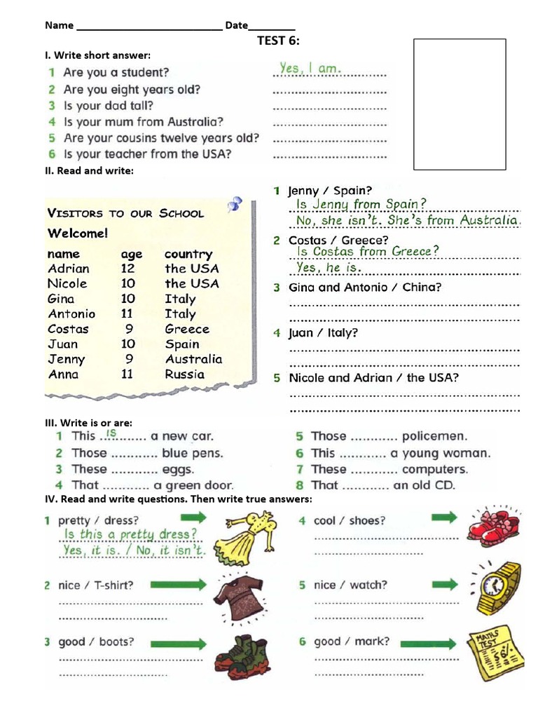 Test 6:: Name - Date - I. Write Short Answer | PDF | Social Science