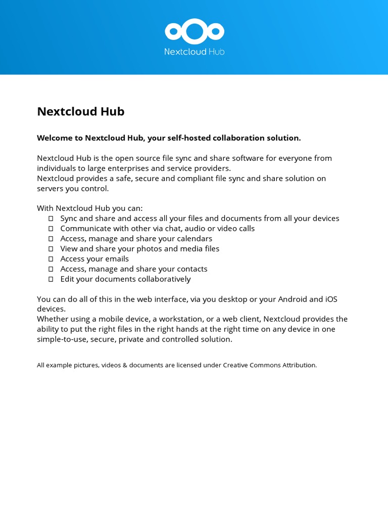 Welcome To Nextcloud Hub | PDF | Art | Computers