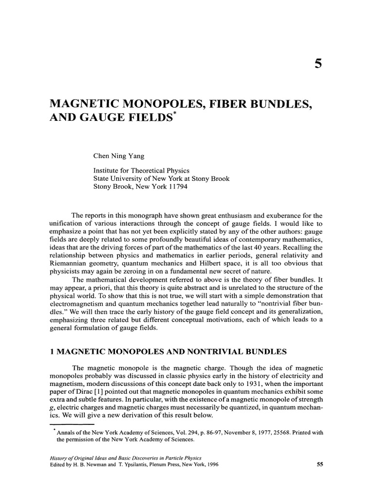 Magnetic Monopoles, Fiber Bundles | PDF | Gauge Theory | Magnetism
