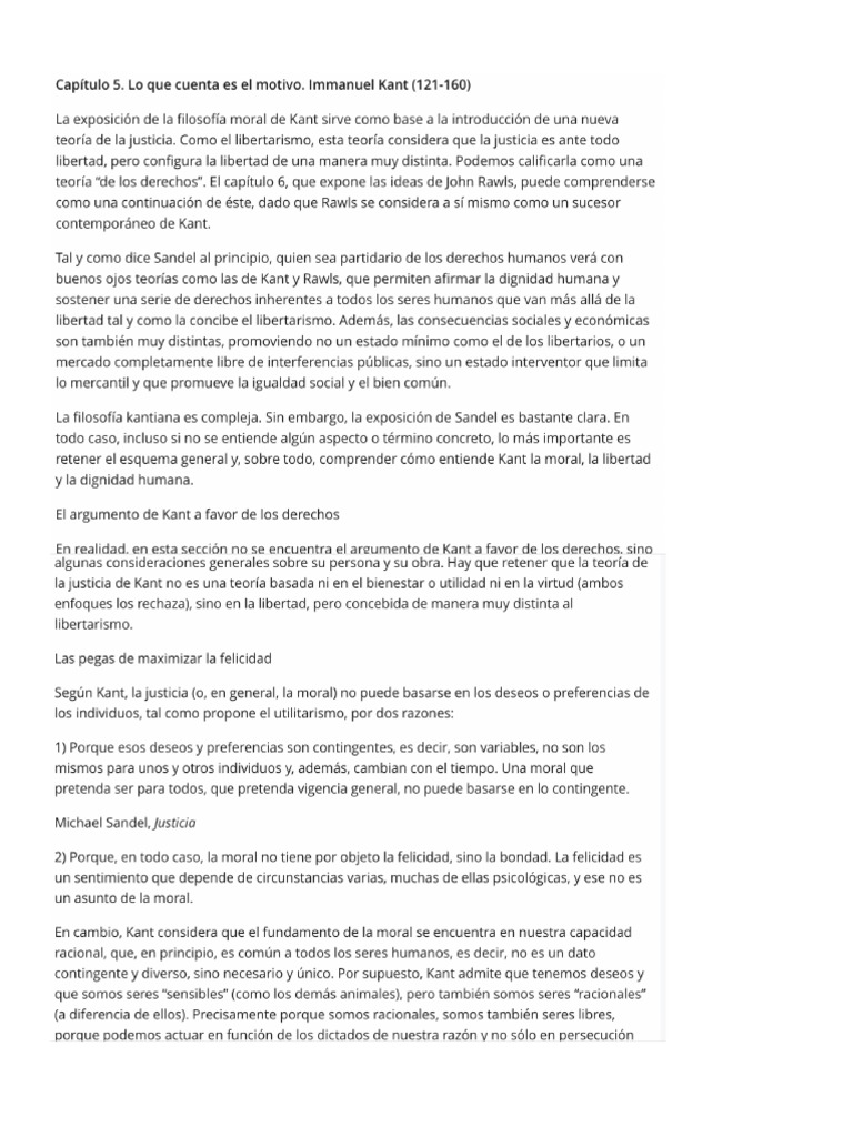 Justicia (Sandel) Cap 5 | PDF