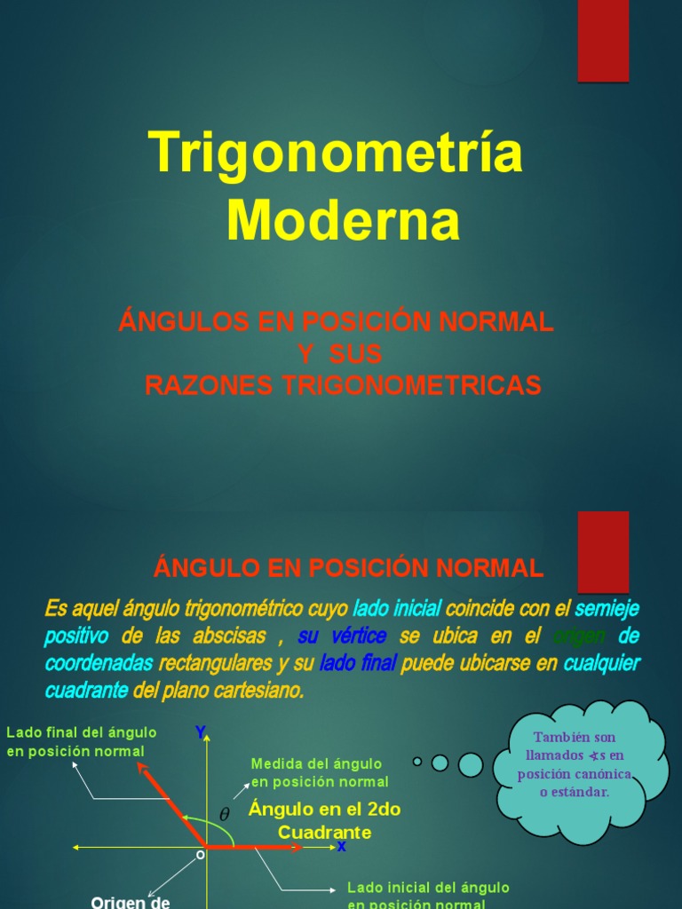 Ángulo en Posición Normal | PDF | Sistema de coordenadas Cartesianas ...
