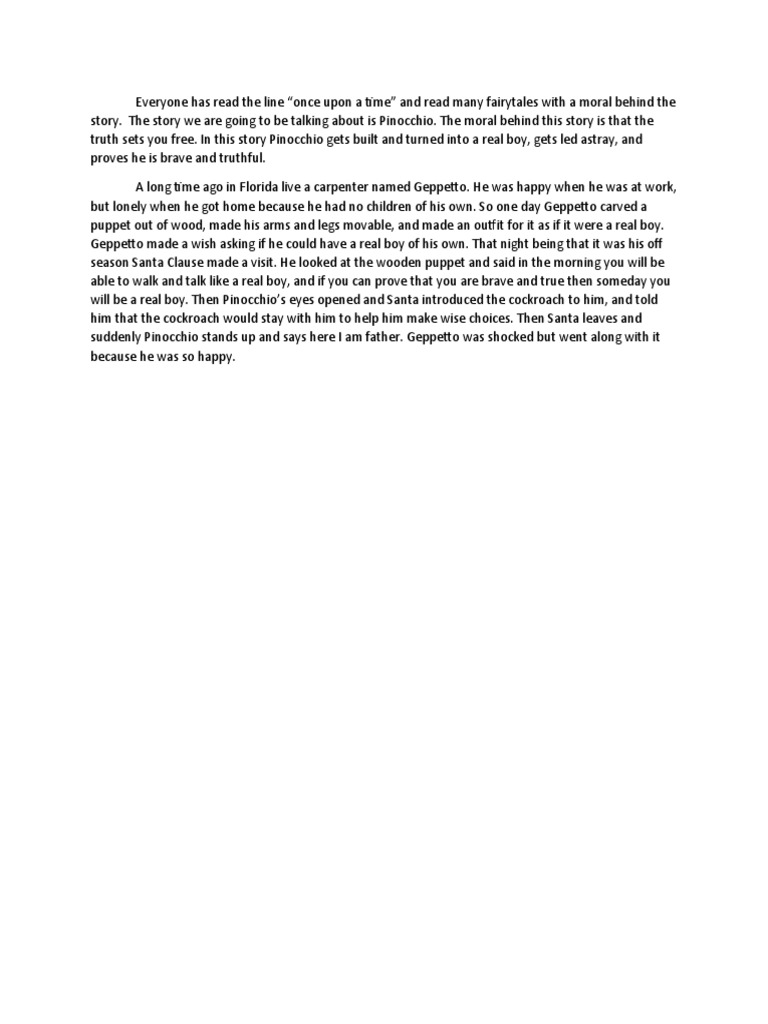 Pinocchio Narrative Essay | PDF | Mystery, Thriller & Crime Fiction ...