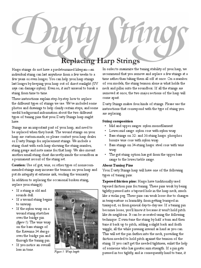 Dusty Strings Guide To Replacing Harp Strings | PDF | Knot | Music ...