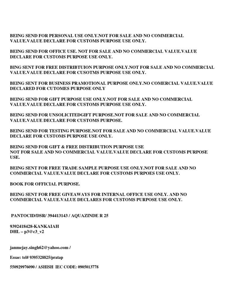 Courier Declaration | PDF