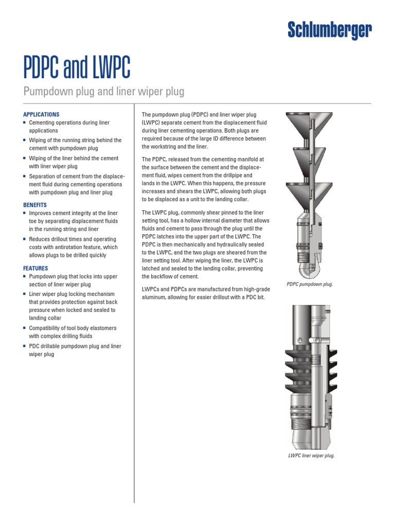 PDPC and LWPC: Pumpdown Plug and Liner Wiper Plug | PDF | Equipment | Gas Technologies